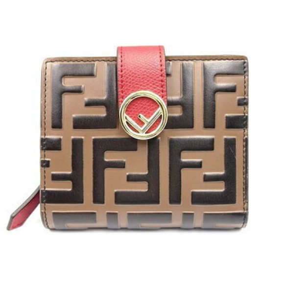 Fendi | Bags | Fendi Brown Red Double Collection Coin Up Ab Wallet Zip ...
